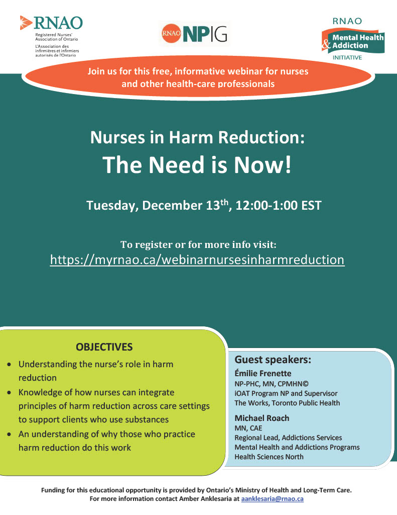 Nurses in Harm Reduction: The Need is Now! - Community Health Nurses ...